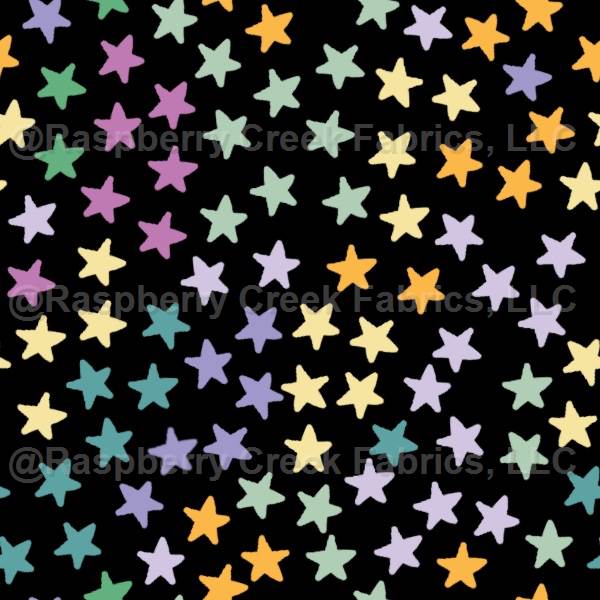small colorful stars at night - Raspberry Creek Fabrics