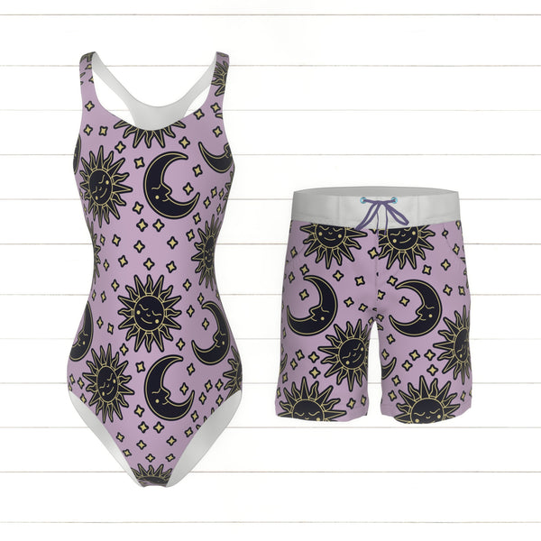 Purple Sun and Moon Pattern - Raspberry Creek Fabrics