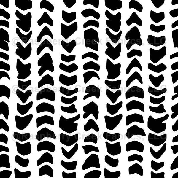 Black on White Vertical Hebrew Cone Shell Design - Raspberry Creek Fabrics