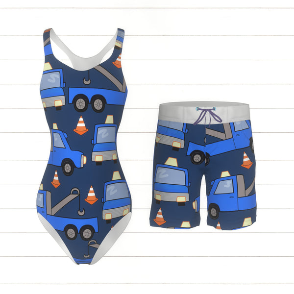 Blue Tow Trucks and Construction Cones For Boys and Truck Lovers on De ...