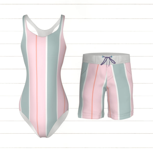 pastel regency stripes in pink and light gray - Raspberry Creek Fabrics