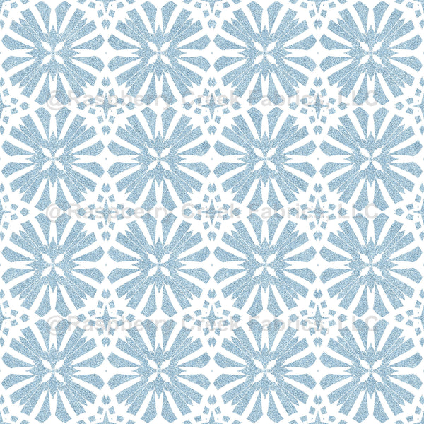 Faux Velvet Medallion Pattern in Baby Blue - Raspberry Creek Fabrics