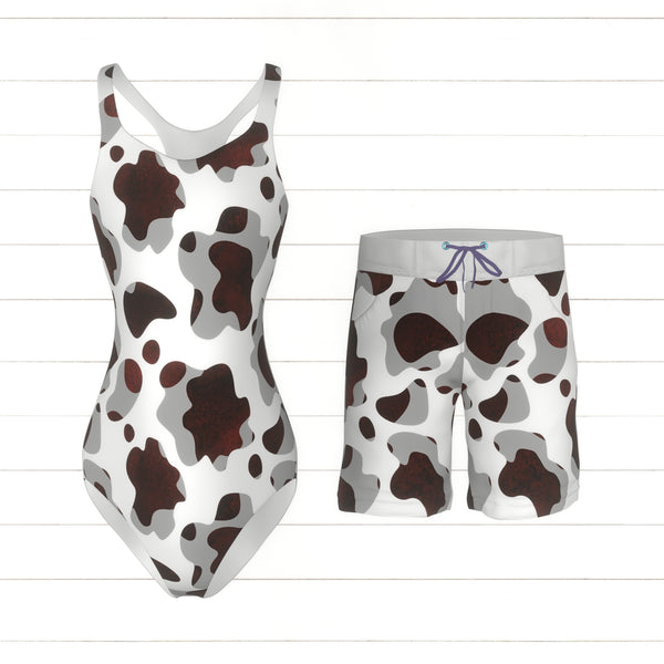 Abstract black, grey and white cow spots pattern - Raspberry Creek Fabrics