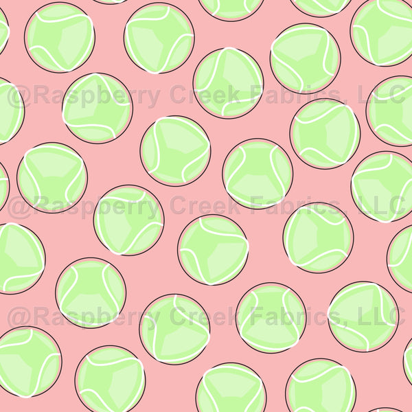 Breton Tennis Collection Light Coral Tennis Ball Toss Repeat Fabric ...