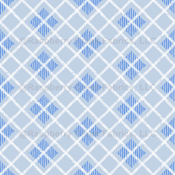 Blue plaid (Light blue preppy diamond squares) - Raspberry Creek Fabrics