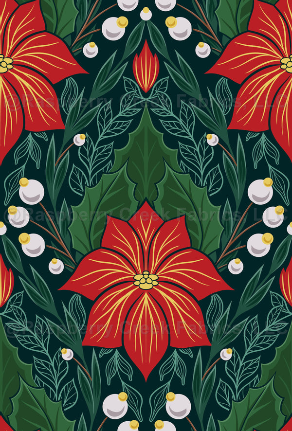Red poinsettia pattern - Raspberry Creek Fabrics