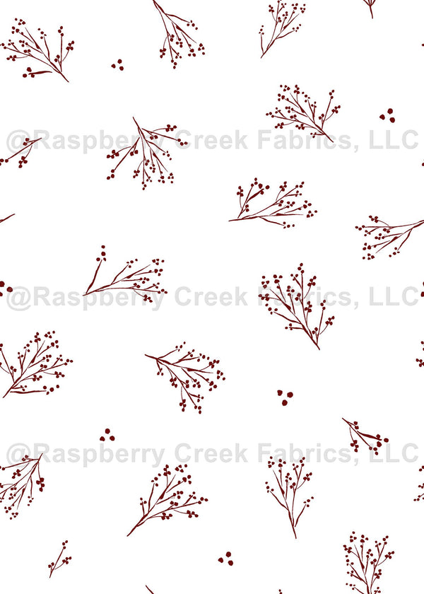 Twigs with berries Dark Red - Raspberry Creek Fabrics