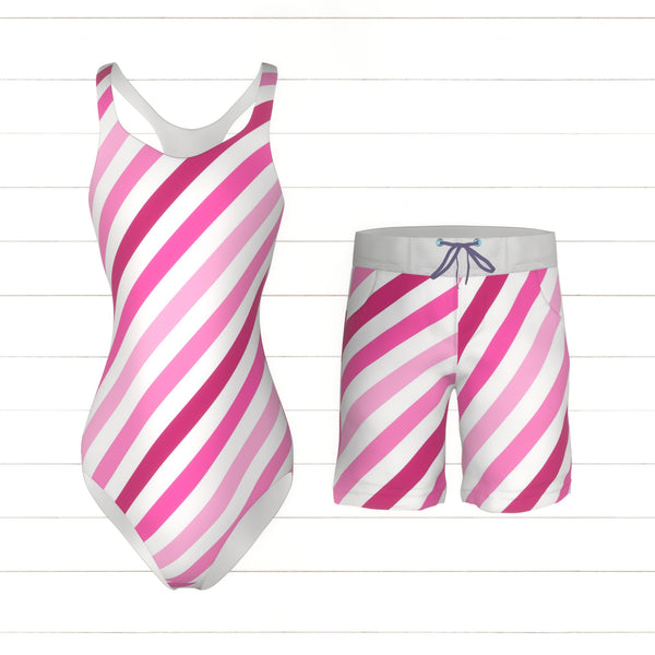 Hot Pink Diagonal Stripes - Raspberry Creek Fabrics