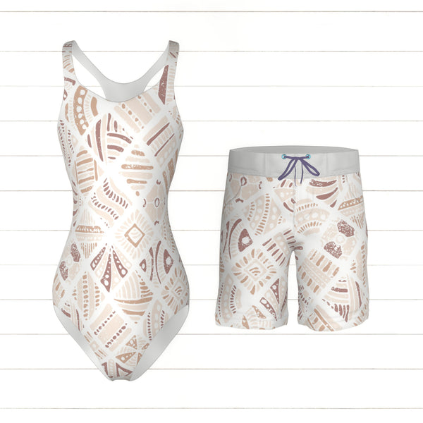 Large diamond pattern with abstract hand drawn shapes withing the diam ...