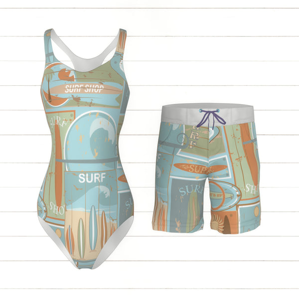 Sun-bleached, Surfboard, Surf Shack Signs - Raspberry Creek Fabrics