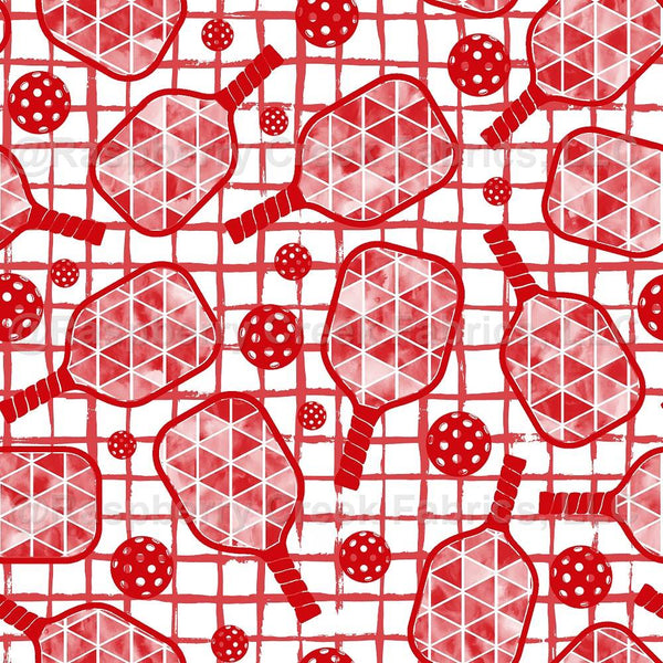 Pickleball Paddles and Balls in Stained Glass Shades of Red - Raspberry ...