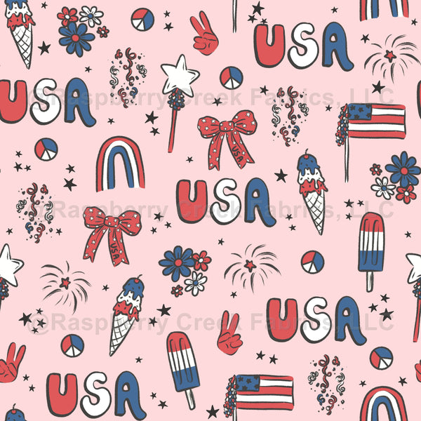 Pink girly Fourth Of July - Raspberry Creek Fabrics