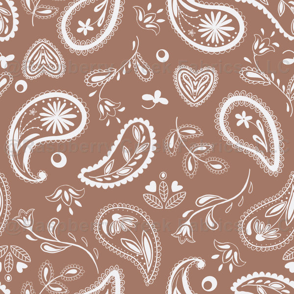 Boho Paisley Pattern in Mocha Mousse Brown - Raspberry Creek Fabrics