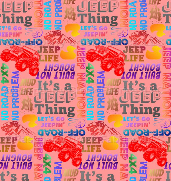 Jeep Sayings Red Jeep - Raspberry Creek Fabrics