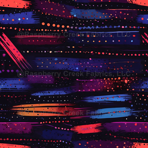 Abstract Neon Brushstroke and Dot Pattern on Dark Background ...