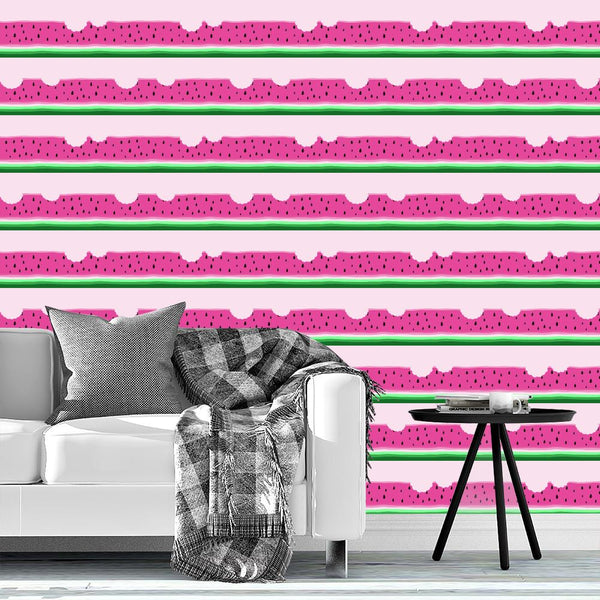 Watermelon Stripes with Bite Marks Wallpaper - Raspberry Creek Fabrics