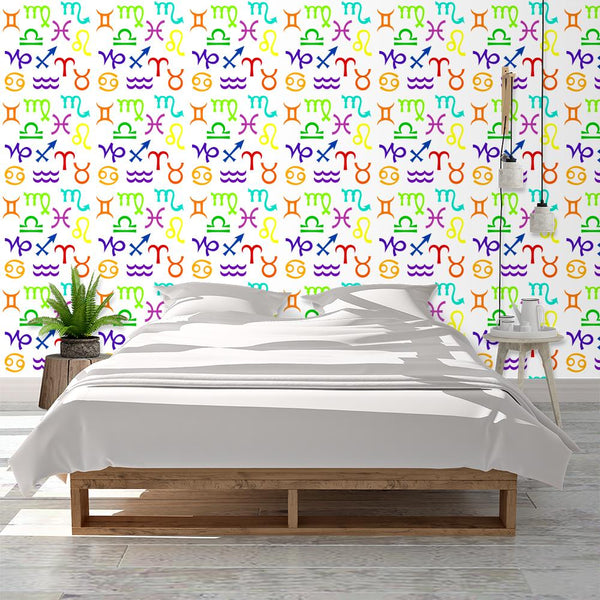 Zodiac Signs Pattern, Colorful Horoscope, White Background - Raspberry ...