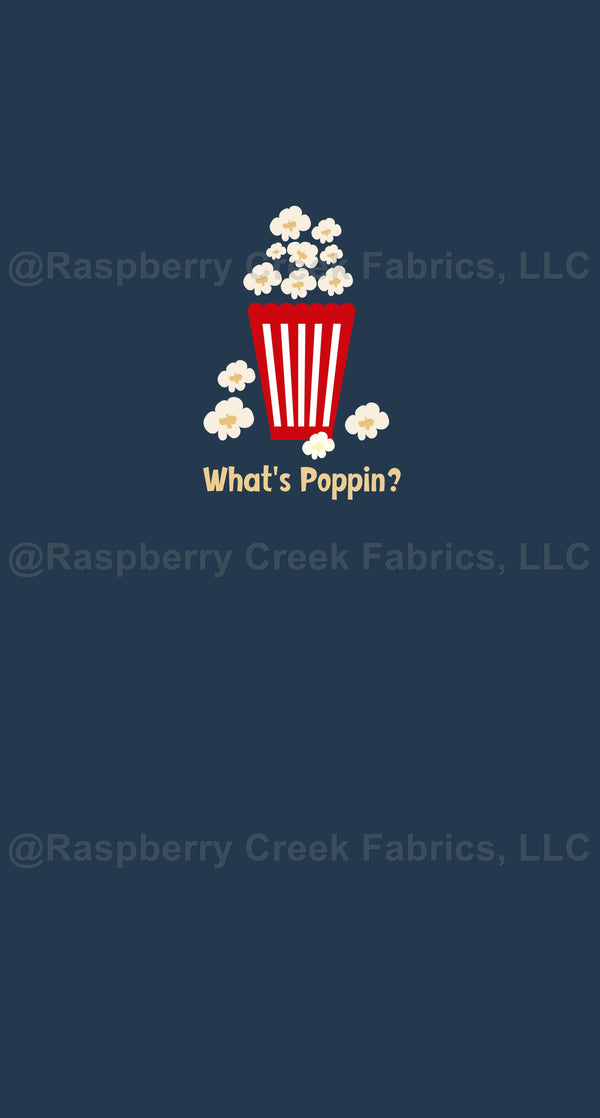 What's Poppin'? Movie Night Popcorn Panel on Navy - Raspberry Creek Fabrics