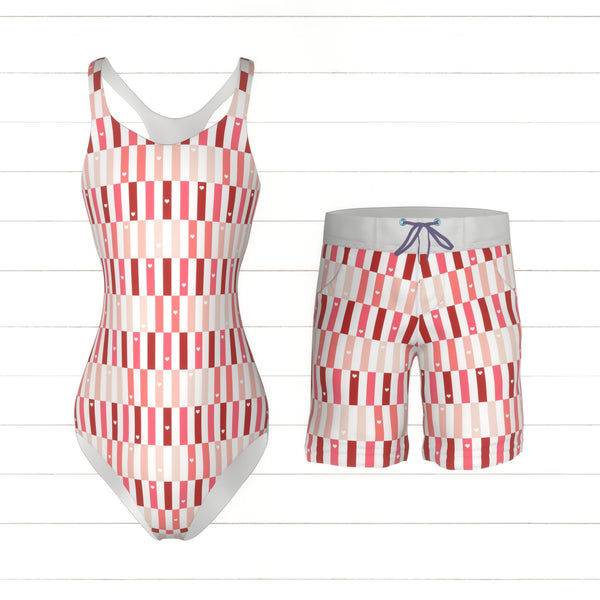 Checkered Valentine Hearts- Red, pink, light pink, peach, white ...