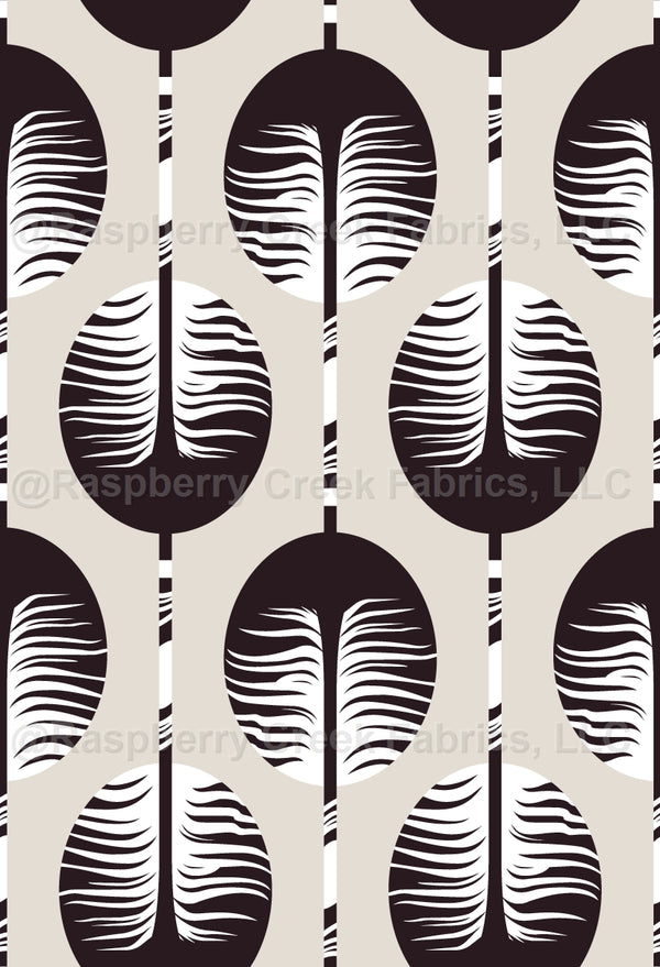 Grey Retro Abstract Okapi - Raspberry Creek Fabrics