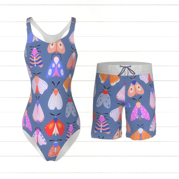 Funky Moths - Periwinkle - Raspberry Creek Fabrics