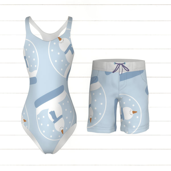 Tossed Snow Globes on Blue - Raspberry Creek Fabrics