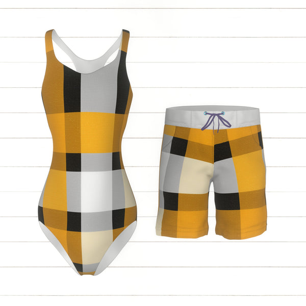 Tweed check plaid - yellow and black by DenesAnnaDesign - Raspberry Creek Fabrics