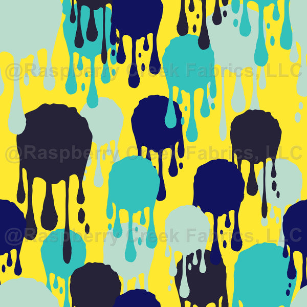Navy, teal and blue graffiti - Raspberry Creek Fabrics