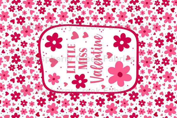 Little Miss Valentine Hearts and Flowers Panel - Raspberry Creek Fabrics