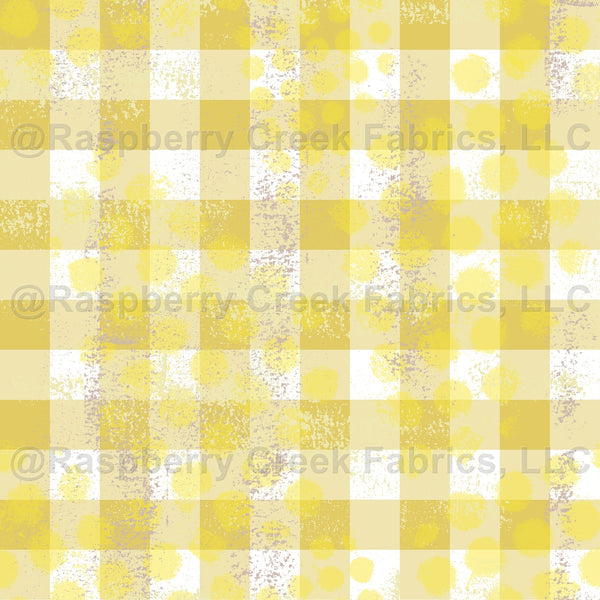 Cherry Jubilee coordinate, "rough n tumble" yellow gingham. The distre ...