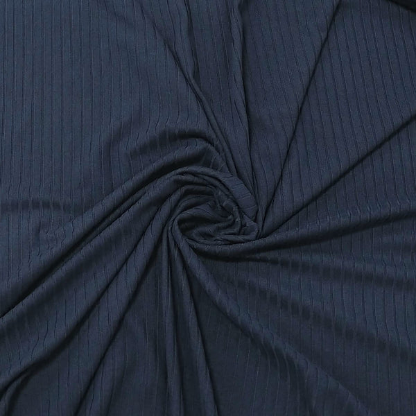 Solid Navy Blue Poly Spandex 4 Way Stretch 8x3 Rib Knit exclusive at ...