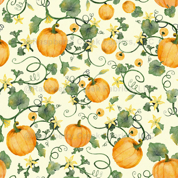 Pumpkin Vines (Cornsilk) – Romantic Autumn Pattern - Raspberry Creek ...