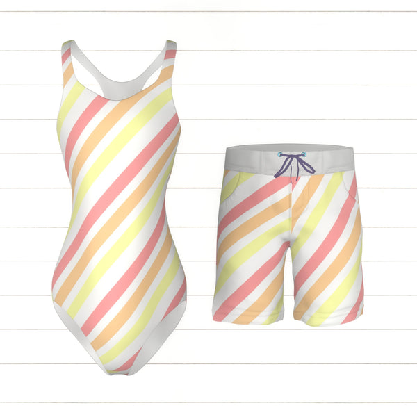 Lemonade Diagonal Stripes Pink Red Orange Yellow Creamsicle Warm Color ...