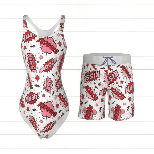 Kiss Comic Bubbles XOXO Muah! Smack! Smooch! on White - Raspberry Creek ...