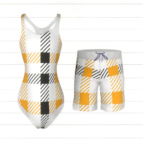 Tweed check plaid - black and yellow by DenesAnnaDesign - Raspberry Creek Fabrics