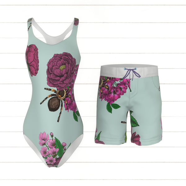 Bouquets and tarantula 3 - Raspberry Creek Fabrics