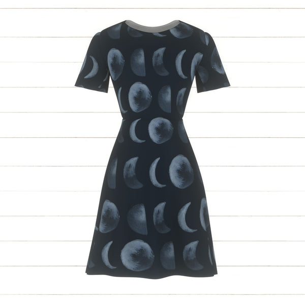 Large Moon Phases, Watercolor Moons on Navy Blue Background - Raspberry ...