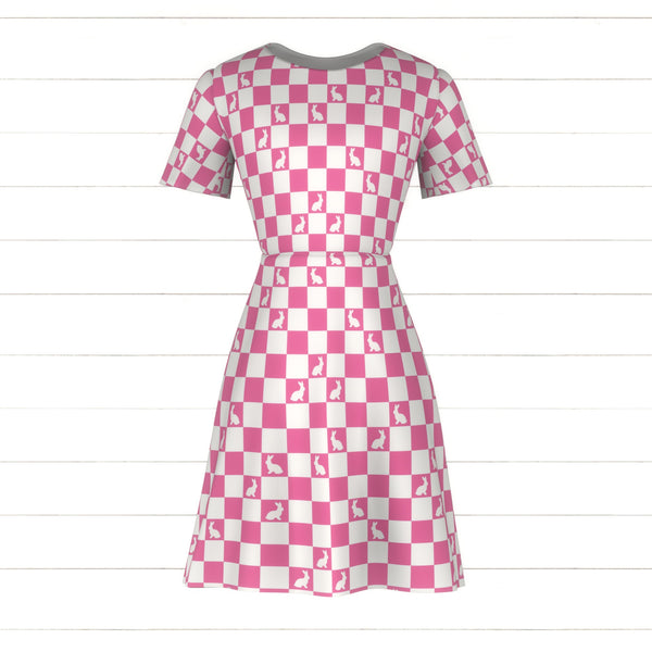 Hot Pink Checkerboard Bunnies - Raspberry Creek Fabrics