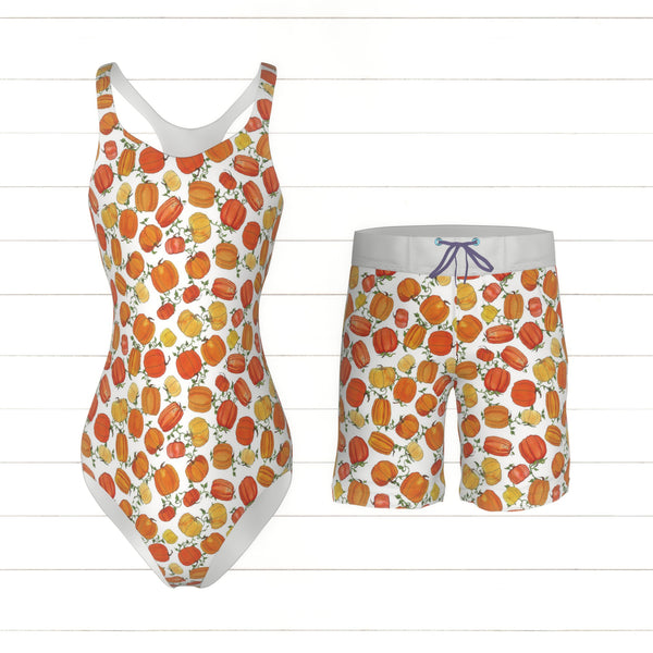 Tonal Orange Mustard and Green Vine Pumpkins, Fall Into Halloween By B ...