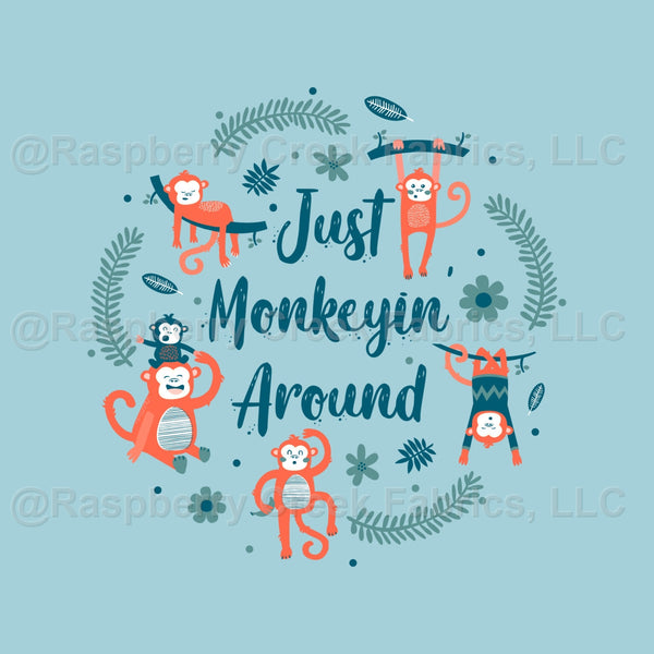 Just Monkeyin' Around Funny Monkeys Panel - Raspberry Creek Fabrics