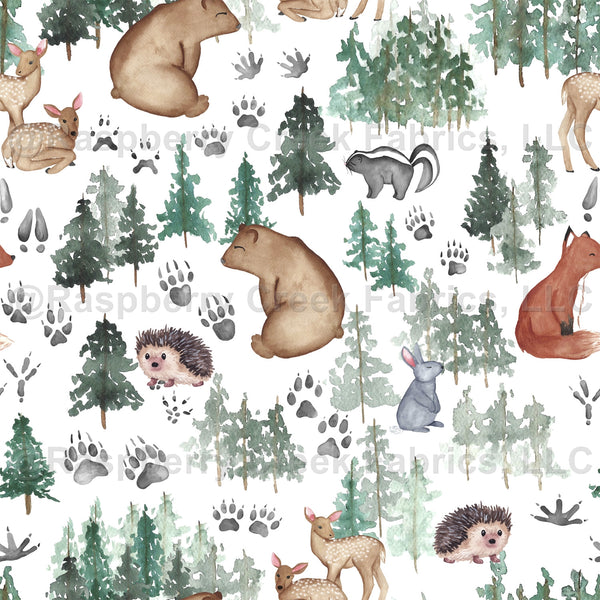 Hunter Green Rust Grey and Khaki Forest Animal Print Fabric, Great ...