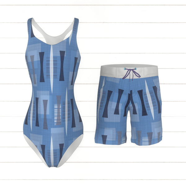 Atomic Mamba Blue Mid Century - Raspberry Creek Fabrics