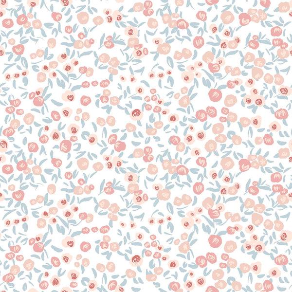 Dusty Pink Peach and Pale Blue Spring Buds Watercolor Floral Print ...