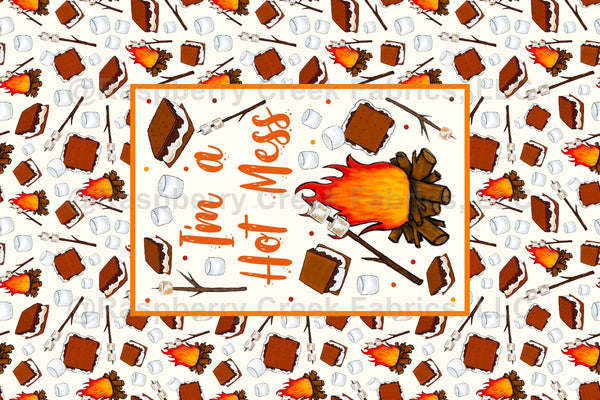 I'm a Hot Mess Funny Campfire Smores Panel on Ivory - Raspberry Creek ...