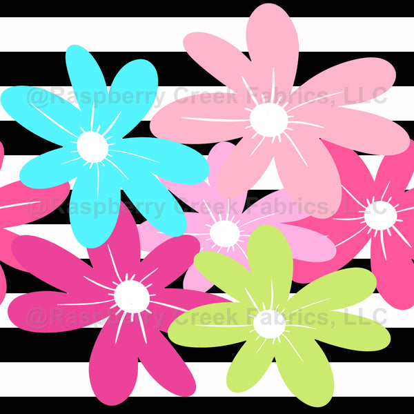 Sherbert Splash Floral Striped wallpaper - Raspberry Creek Fabrics