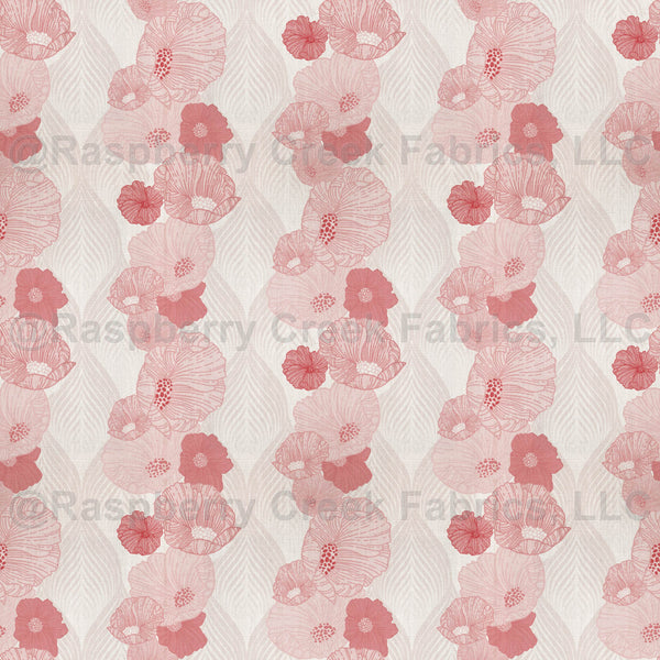 Pink Descending Flowers on Woven Texture - Raspberry Creek Fabrics