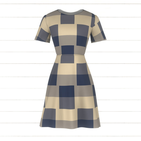 Navy and Cream Stripe Check - Raspberry Creek Fabrics