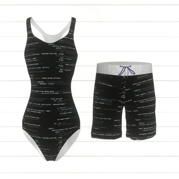 Programming Code C++ and python black and gray Fabric bydenesannadesig - Raspberry Creek Fabrics