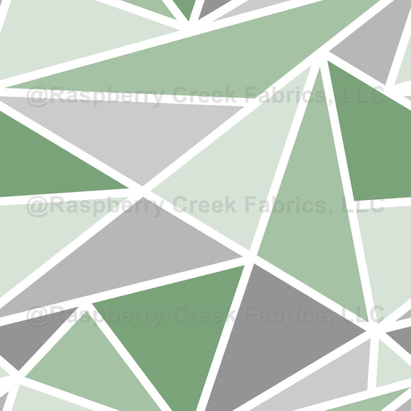 Abstract Geometric Triangles, Sage Green, Gray, Minimalist - Raspberry Creek Fabrics