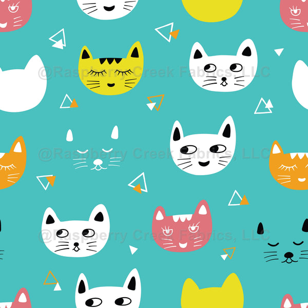 Happy smiley cats, cute cat faces, hand drawn cat face - Raspberry ...